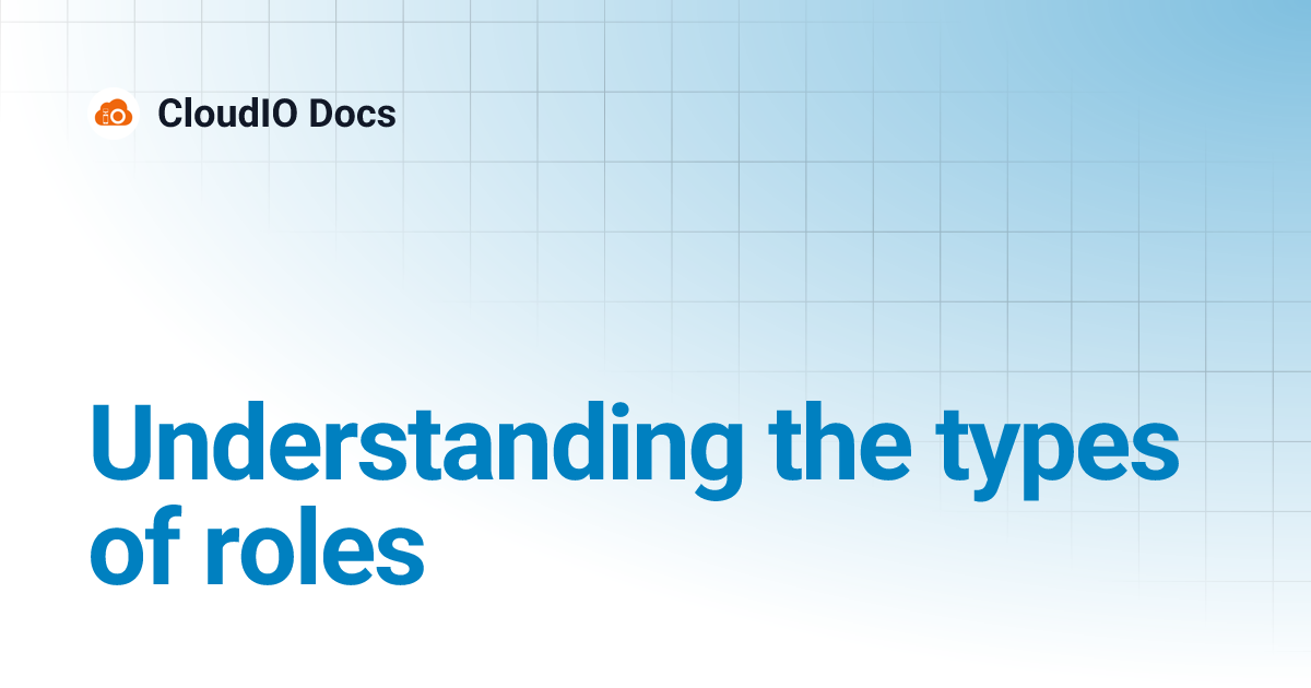 Understanding the types of roles | CloudIO Docs